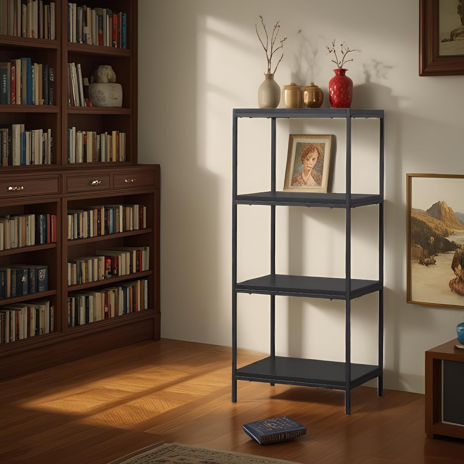 Caffoz 4 Tier Bookshelf by Aaron Furniture Designs Rustic Bookcase with Modern Open Shelves ...