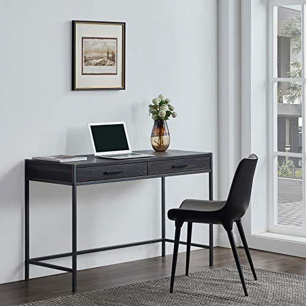 Caffoz Home Office Writing Computer Desk with 2 Storage Drawers,Brown ...