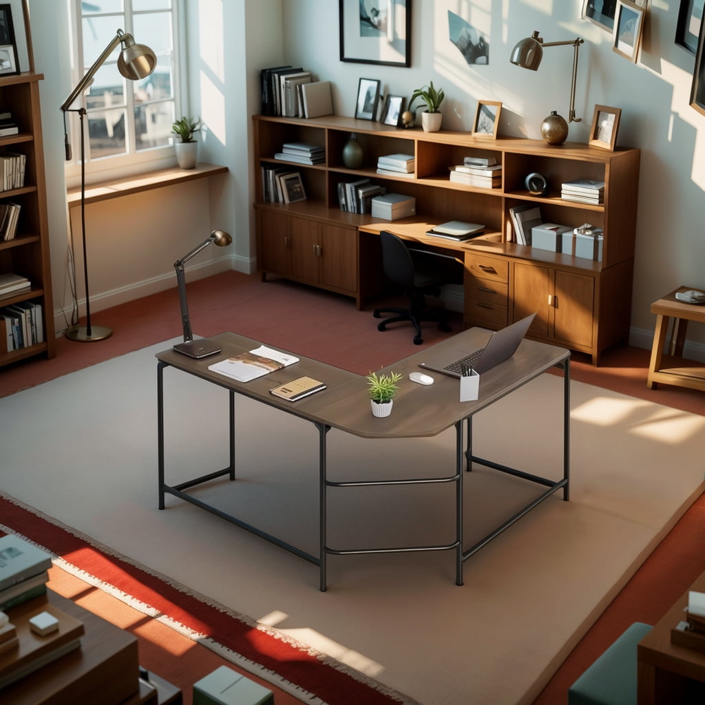 Caffoz Modern L-Shaped Wooden Desk for Office and Writing, Large Room ...