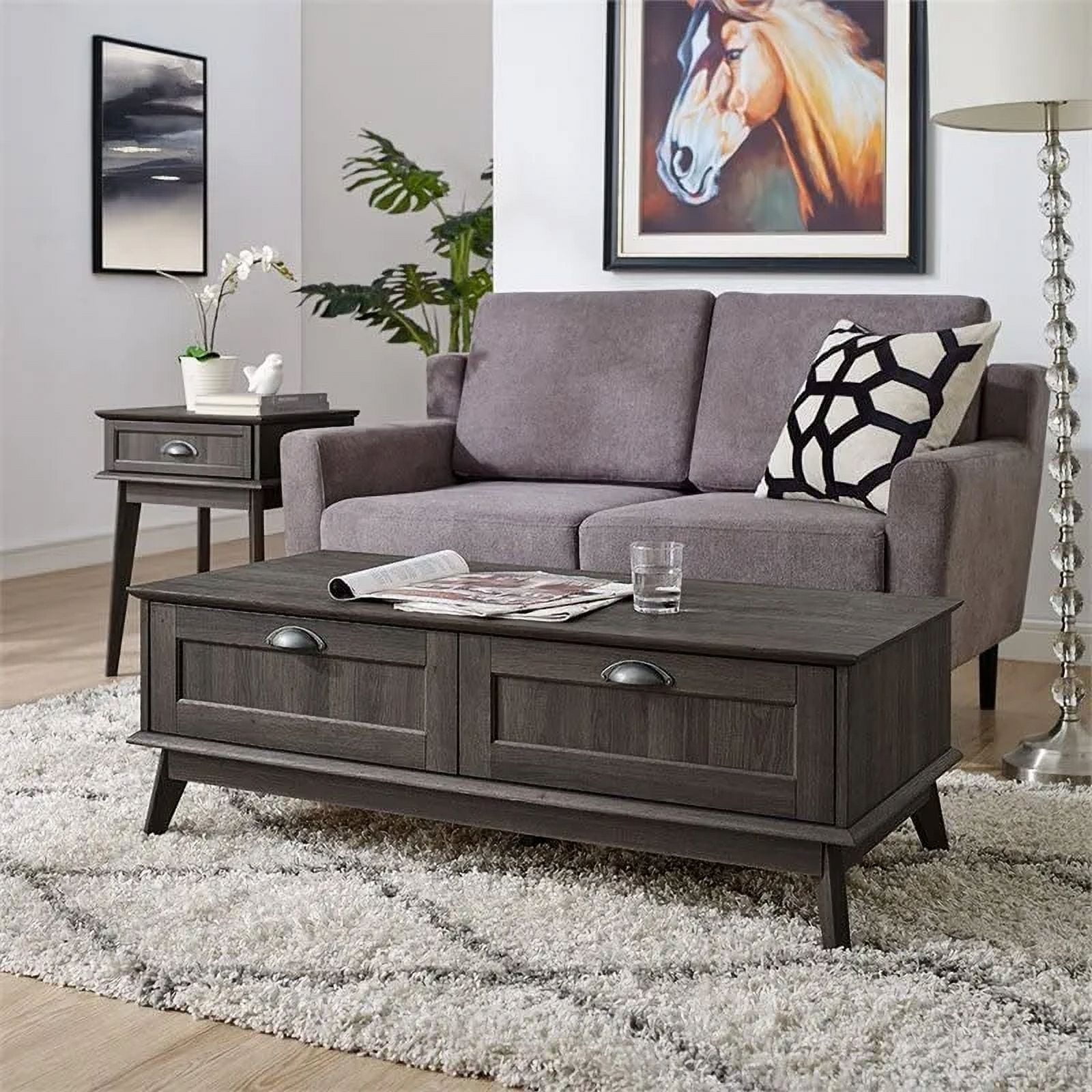 Caffoz Newport Series Scandinavian Coffee Table with Storage and Brown ...