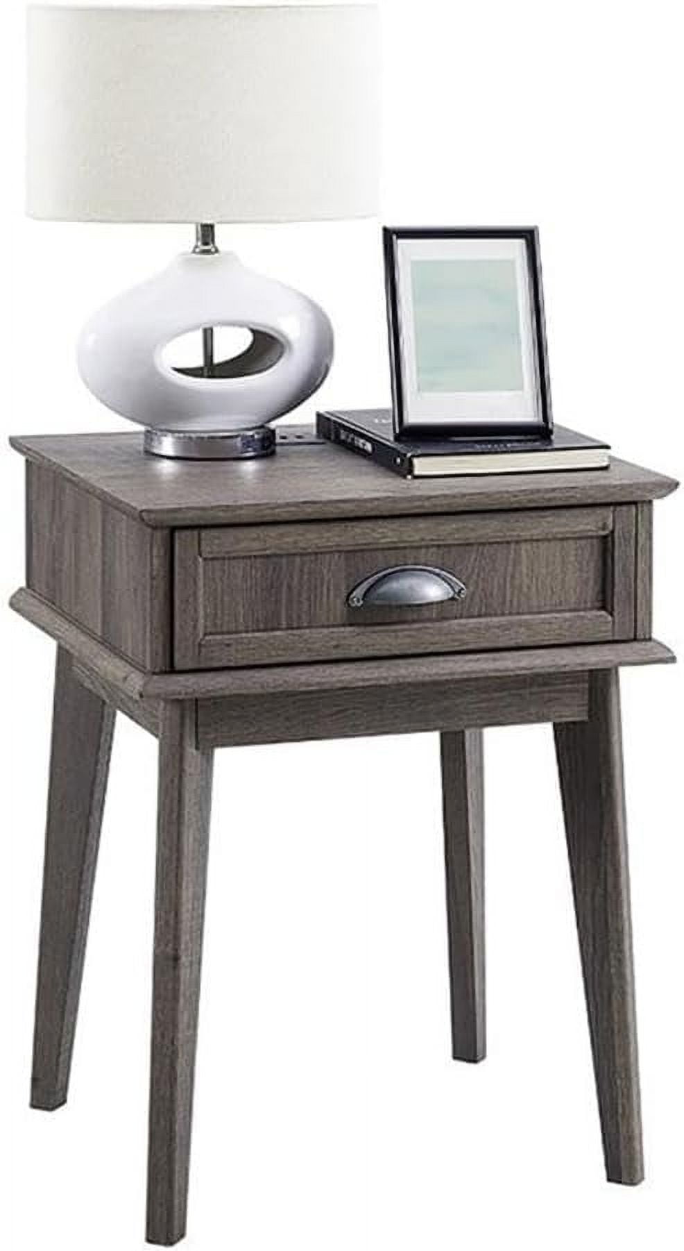 Caffoz Newport Series Wood End Table with Storage Drawer in Smoke Oak ...