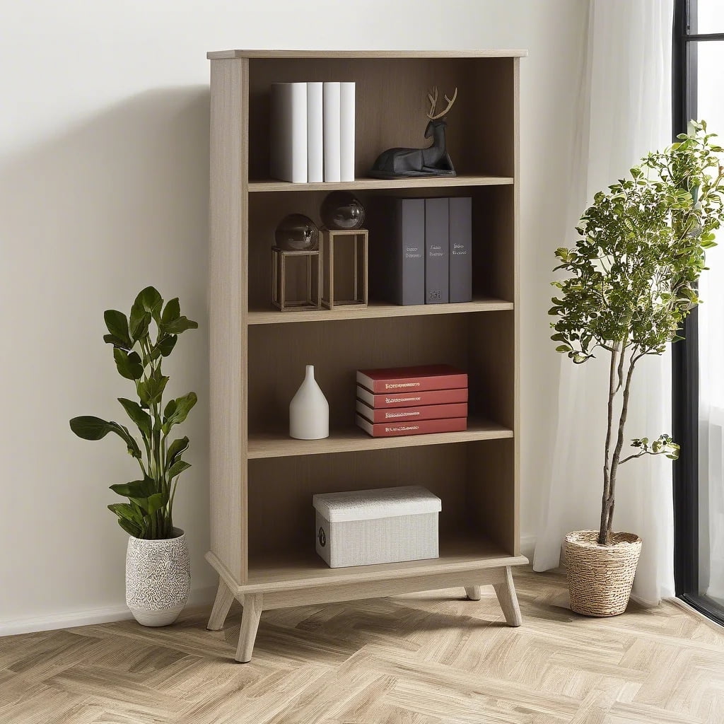 Caffoz Newport Series Wooden 5-Tier Standard Bookcase, Golden Oak ...
