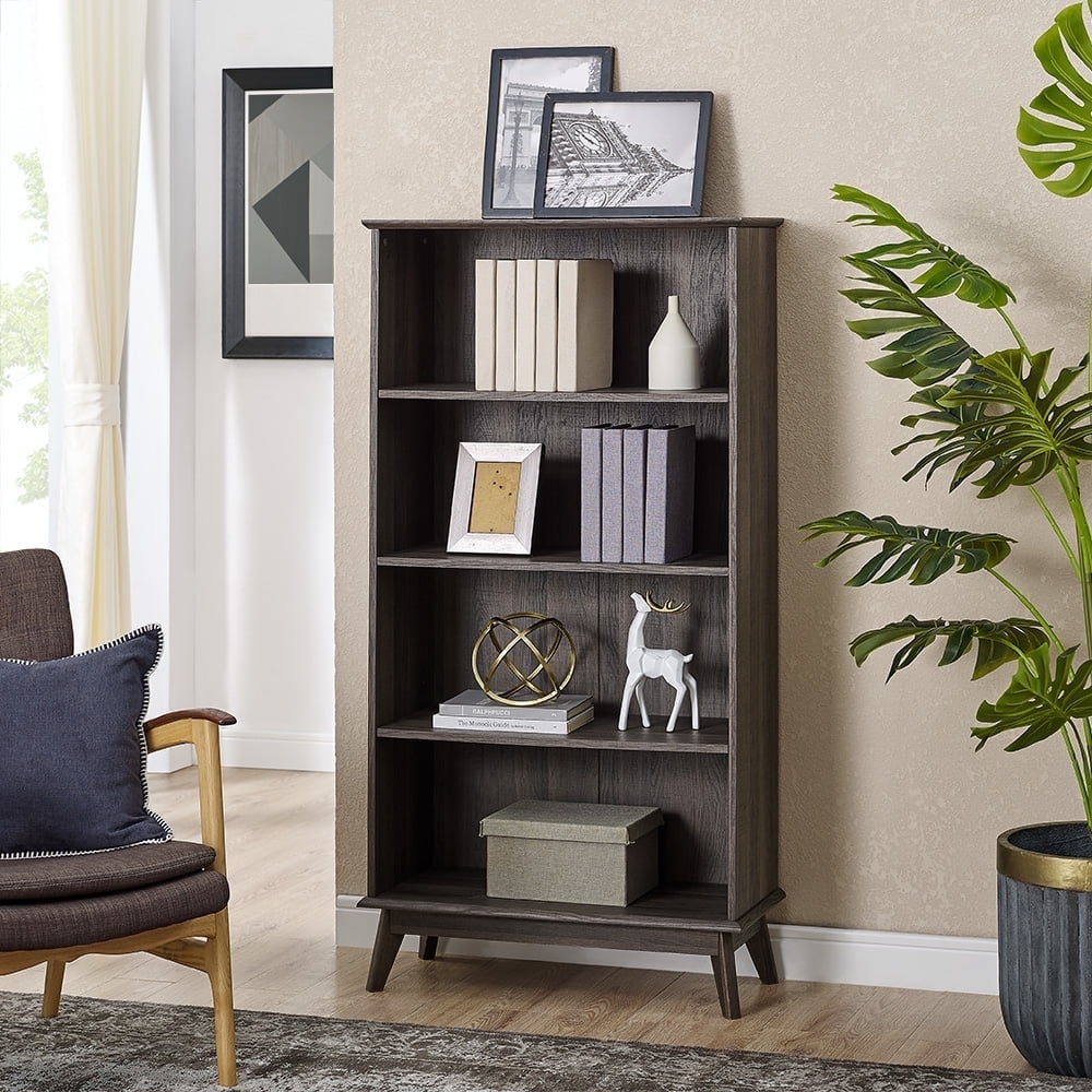 Caffoz Newport Series 5-Tier Standard Wooden Bookcase, Smoke Oak ...
