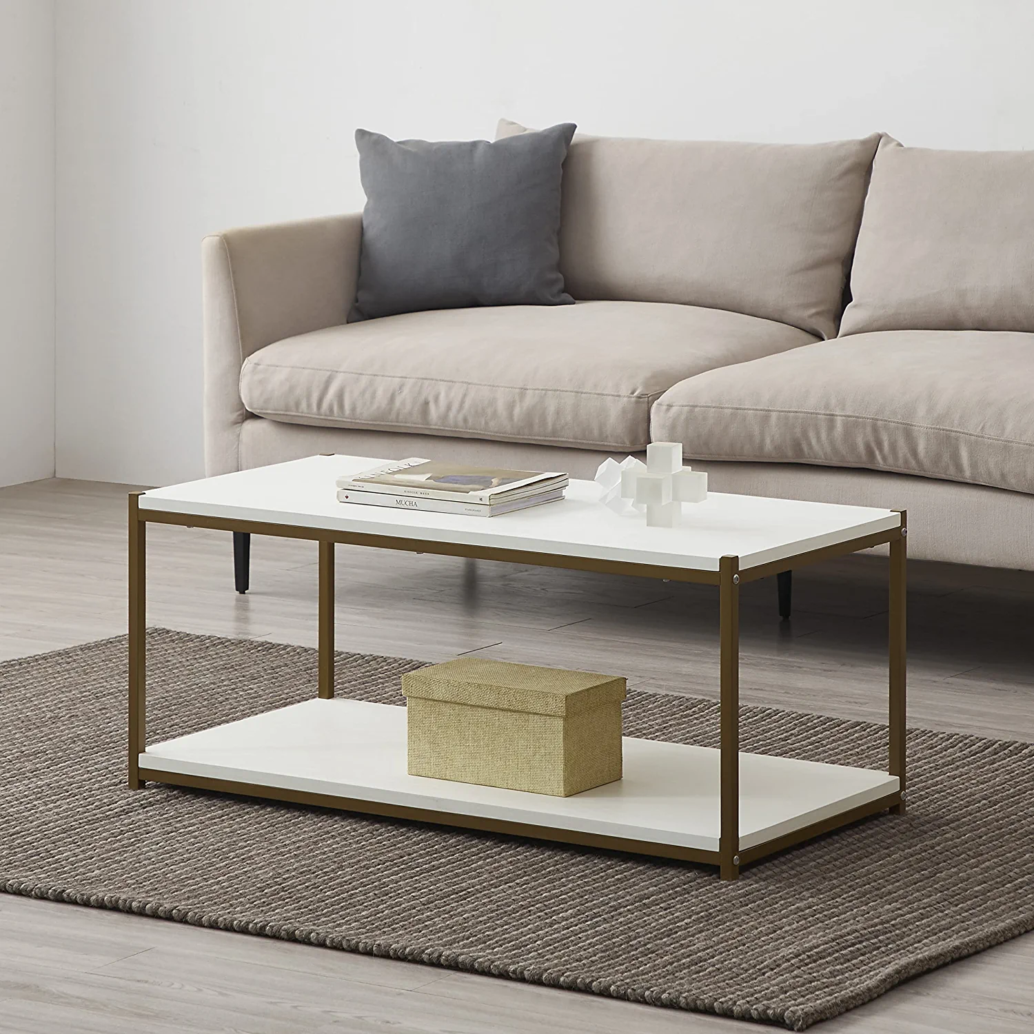 Caffoz Tall Center Table Coffee Table, White and Gold - Walmart.com