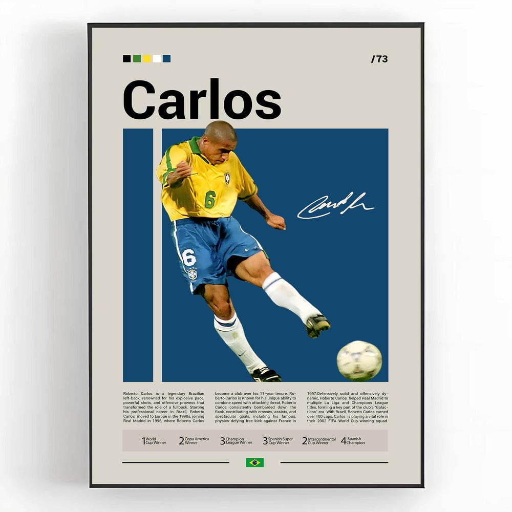 Cafu Poster, Brazil National Team Wall Art, Soccer Print, Cafu Decor ...