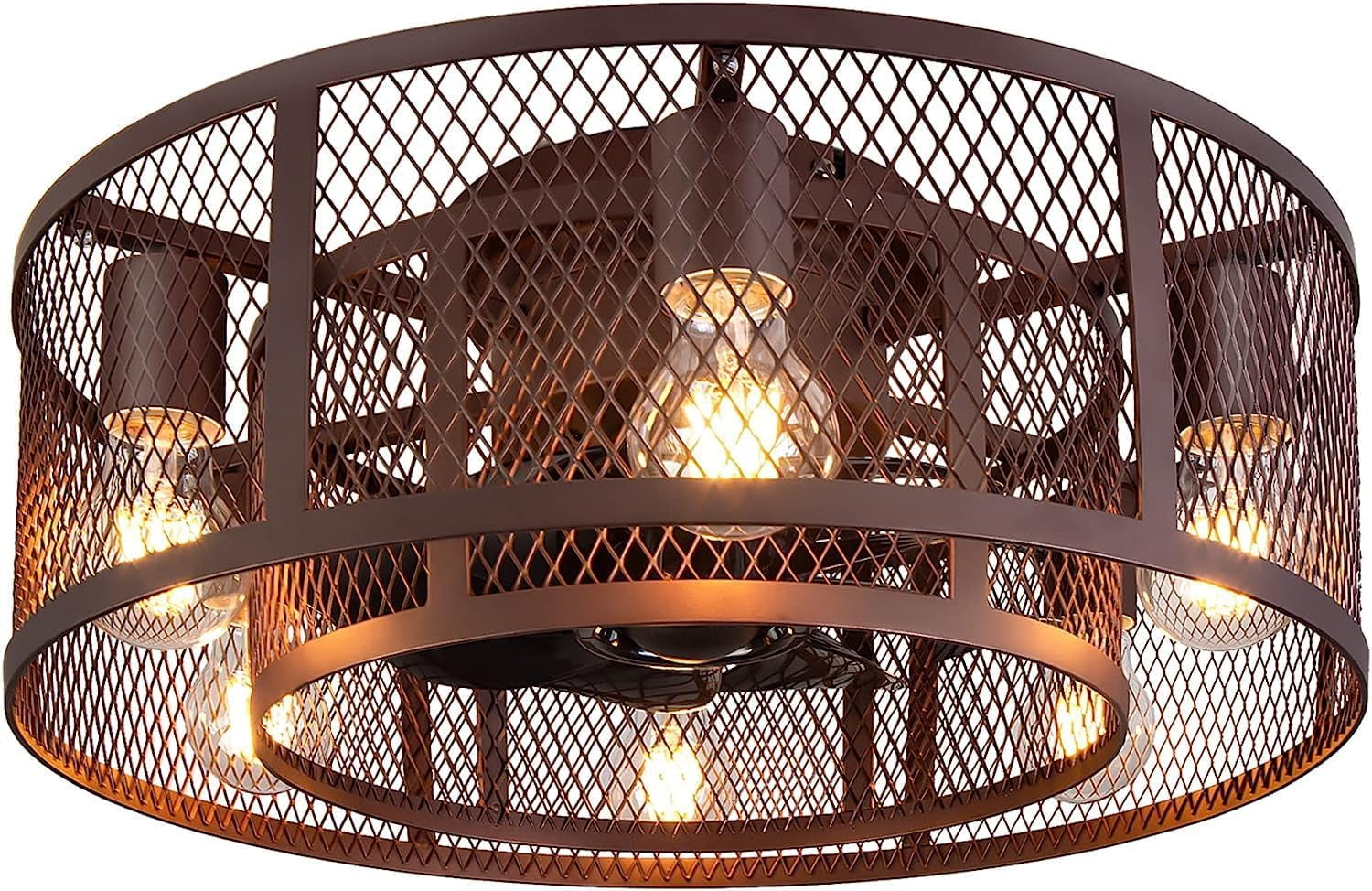 Cage 21 Inch Farmhouse Low Profile Ceiling Fan with Light Remote ...