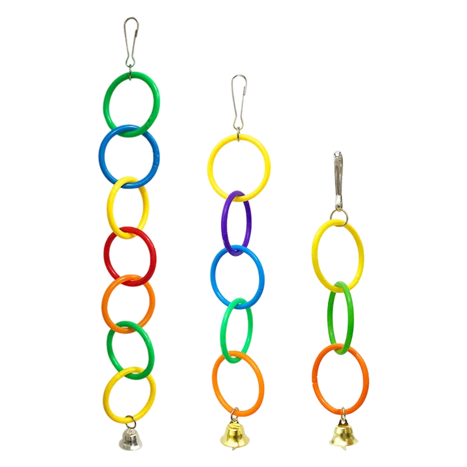 Cage Mountable Colorful Rings Bird Bells Toy For Parrots Supports ...
