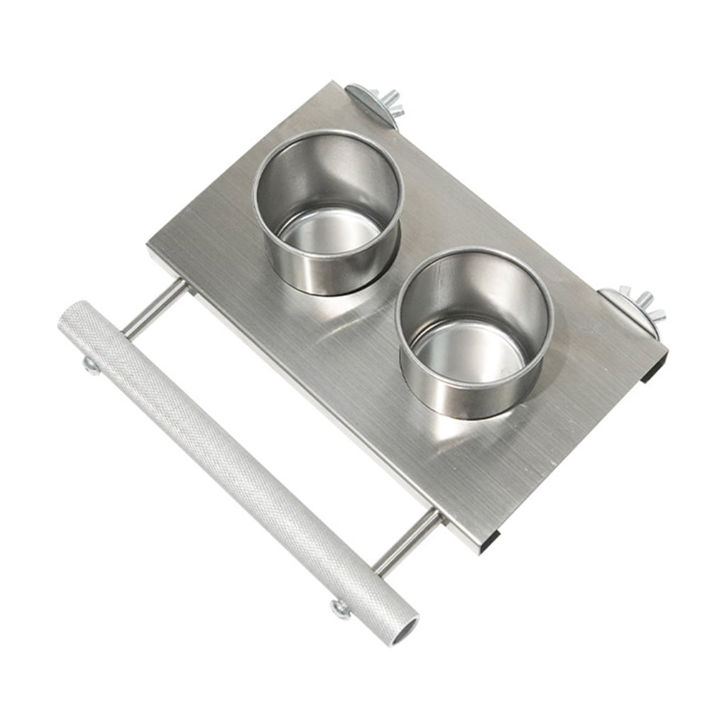 Cage Mounted Bird Feeders with Double Bowl Beak Trim Standing Perch For ...