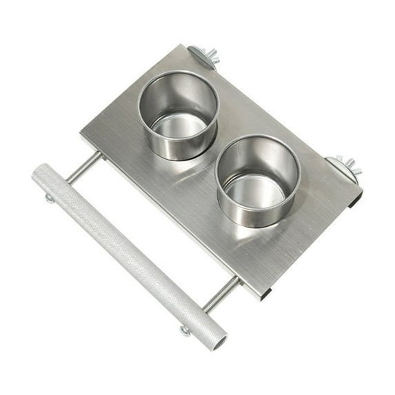 Cage Mounted Bird Feeders with Double Bowl Beak Trim Standing Perch For ...