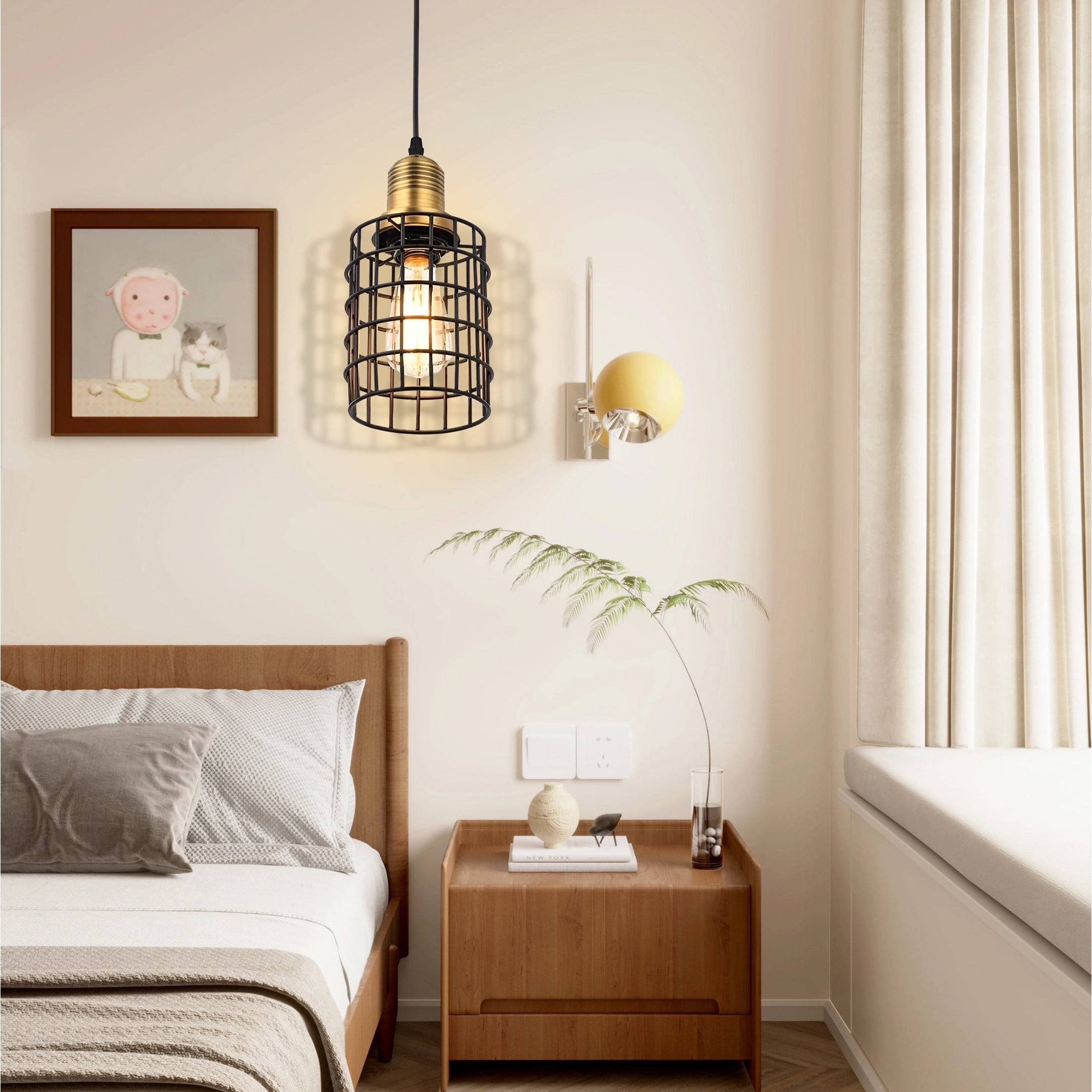 Cage Pendant Light Hanging Lighting Fixtures with Plug in Cord ...
