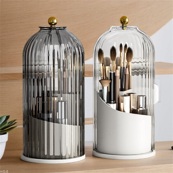 Cage-styled Desktop Cosmetic Storage Box with Cover, Plastic Durable ...