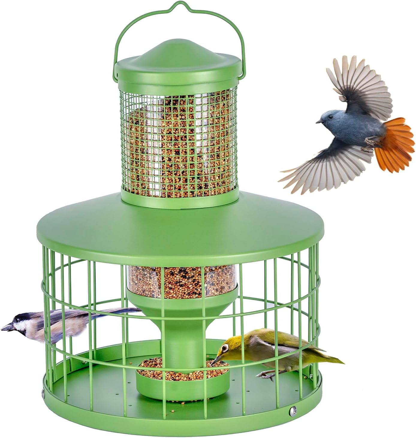 Caged Bird Feeders Squirrel-Proof, Metal, 2.8Lbs Capacity-Cage Tube ...