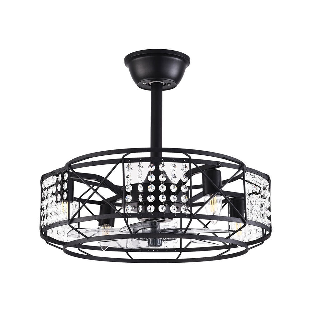 Caged Black Ceiling Fan Light Flush Mount with Remote Control, 20Inch ...