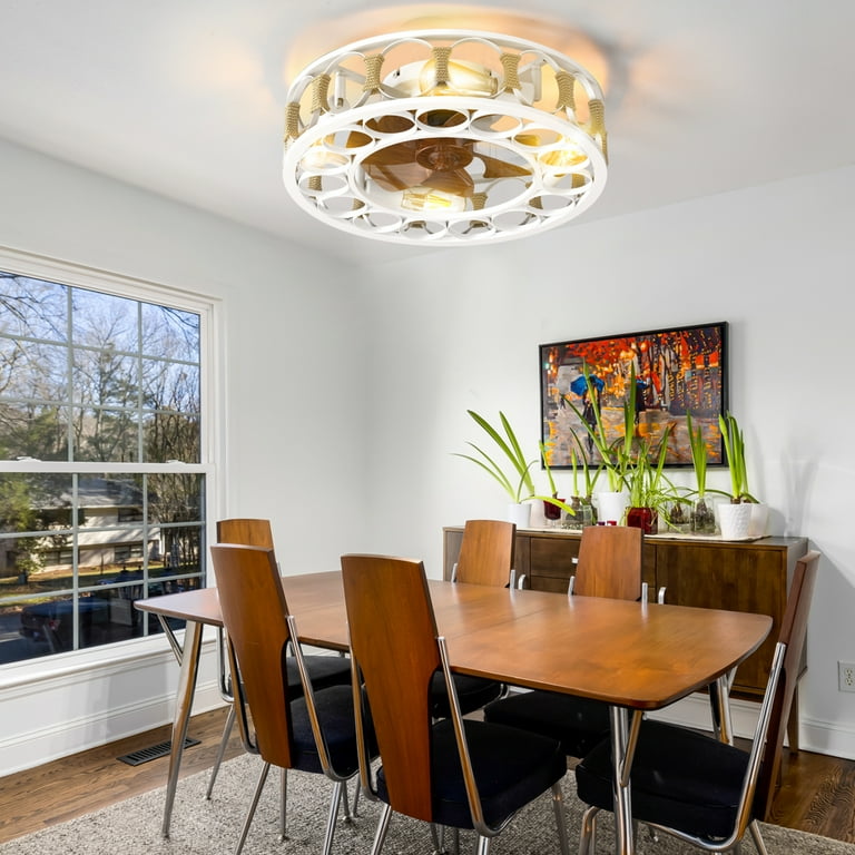 Caged Ceiling Fans Fans Caged Ceiling Fan Modern LED Light & Remote