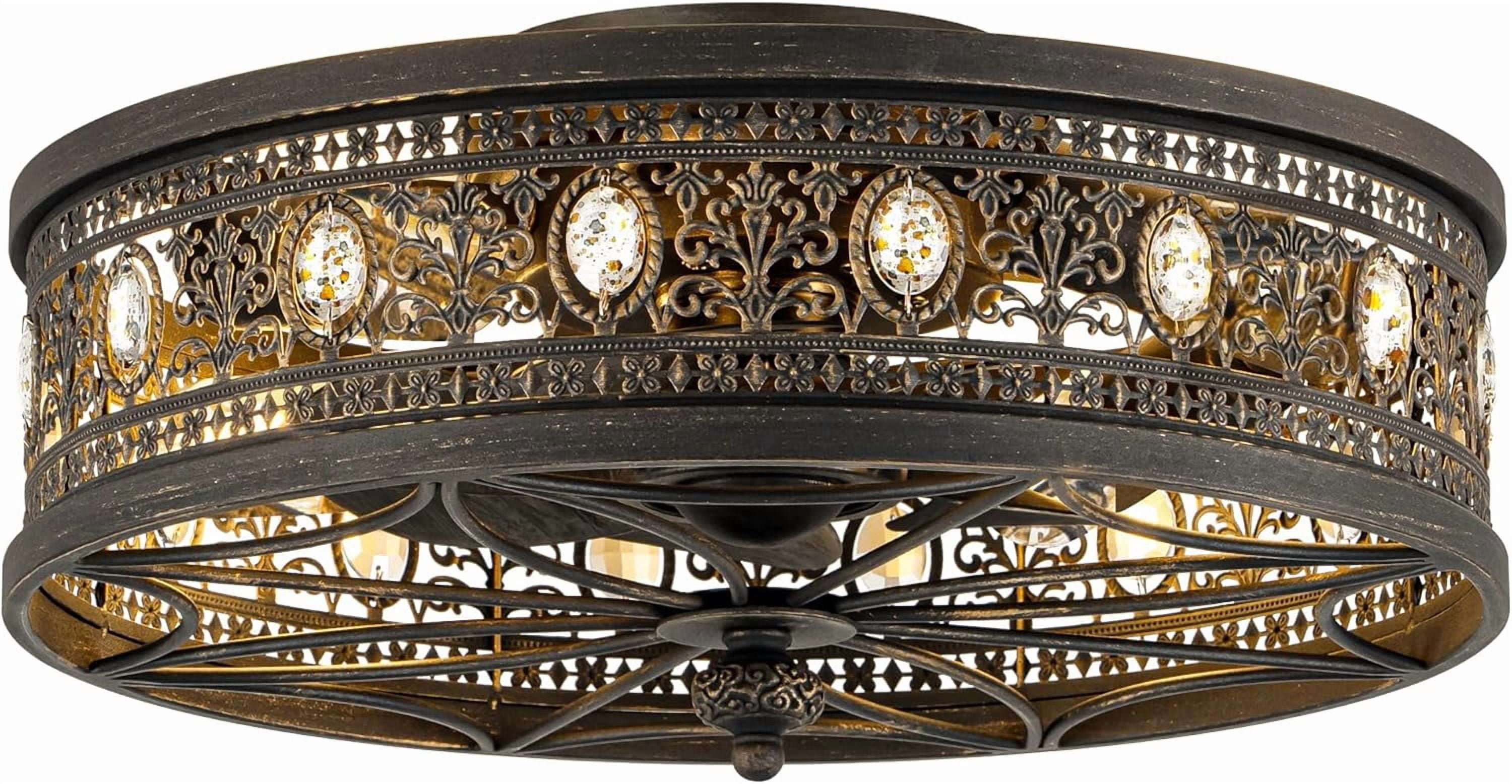 Caged Ceiling Fans with Lights,Vintage Victorian Rustic Crystal ...