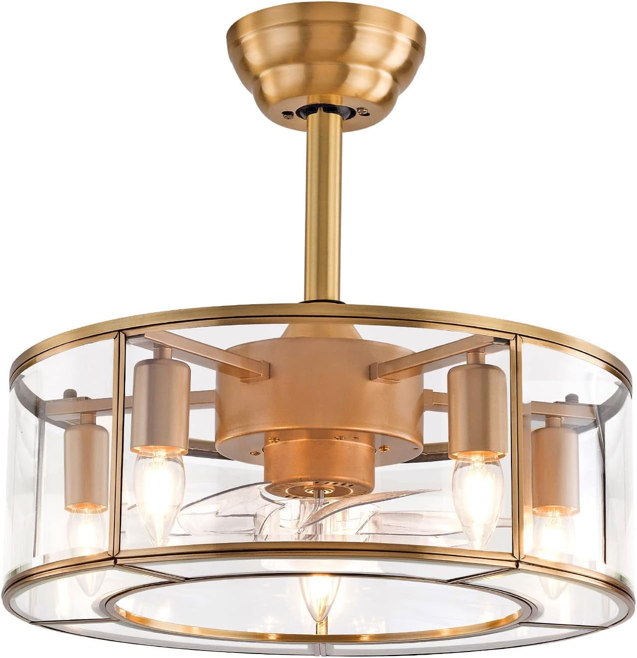 Caged Fandelier Ceiling Fan with Light Golden Ceiling Fan with Remote ...