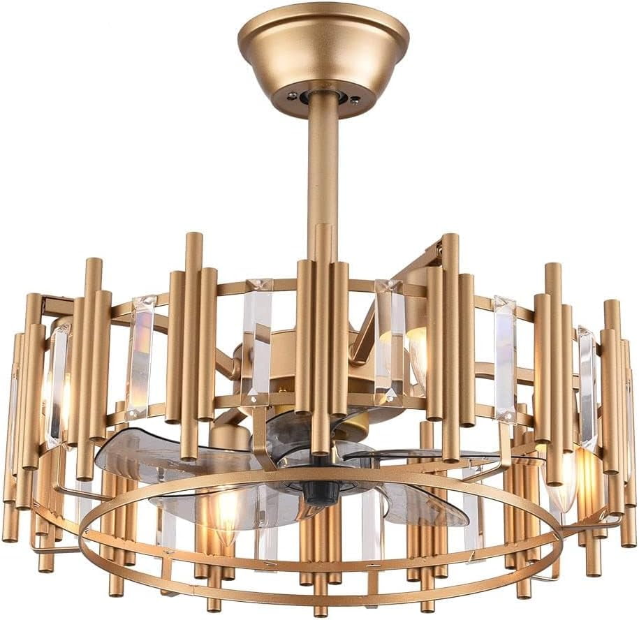 Caged Invisible Ceiling Fan with Light, 3 Speeds Adjustable,Enclosed ...