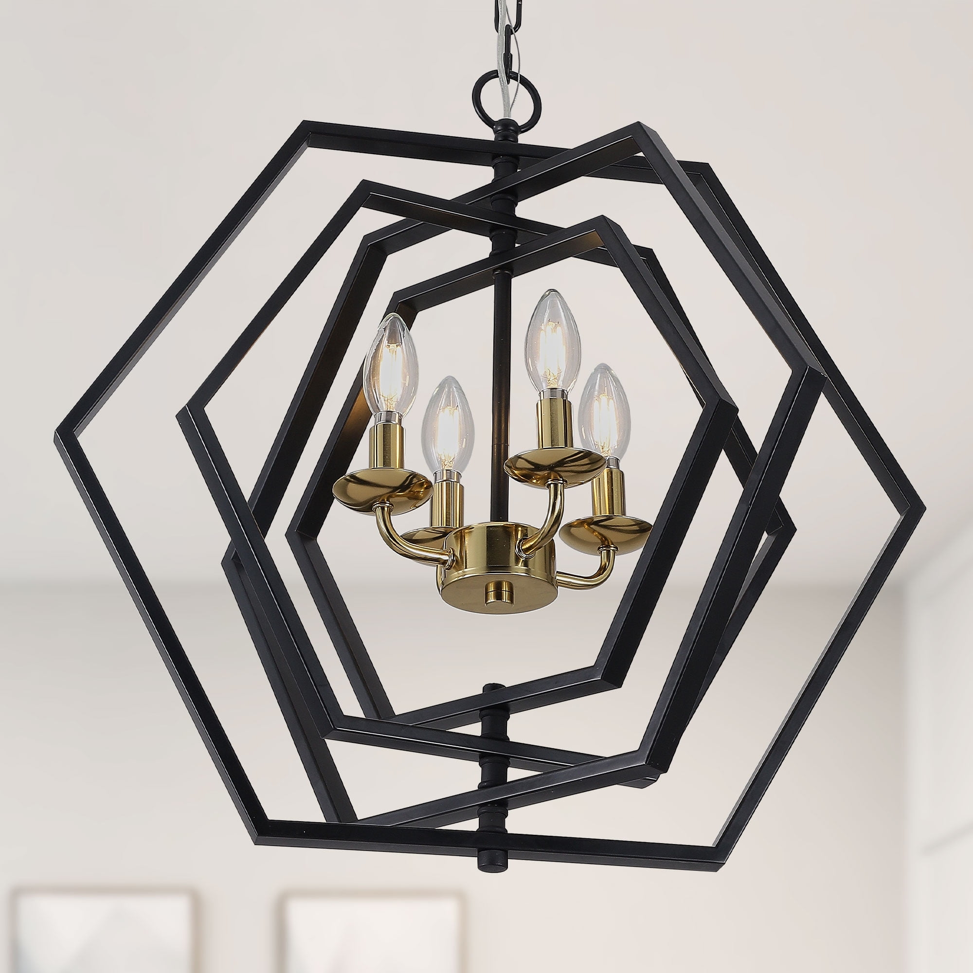 Caged Metal Chandelier Industrial Lighting Metal Iron Frame 4 Light ...