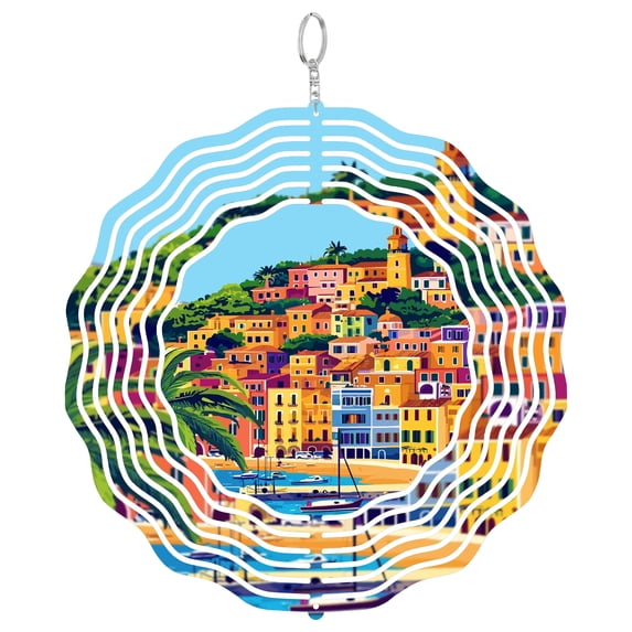 Cagliari Sardinia Italy Cityscape 3D Wind Spinner Stainless Steel ...