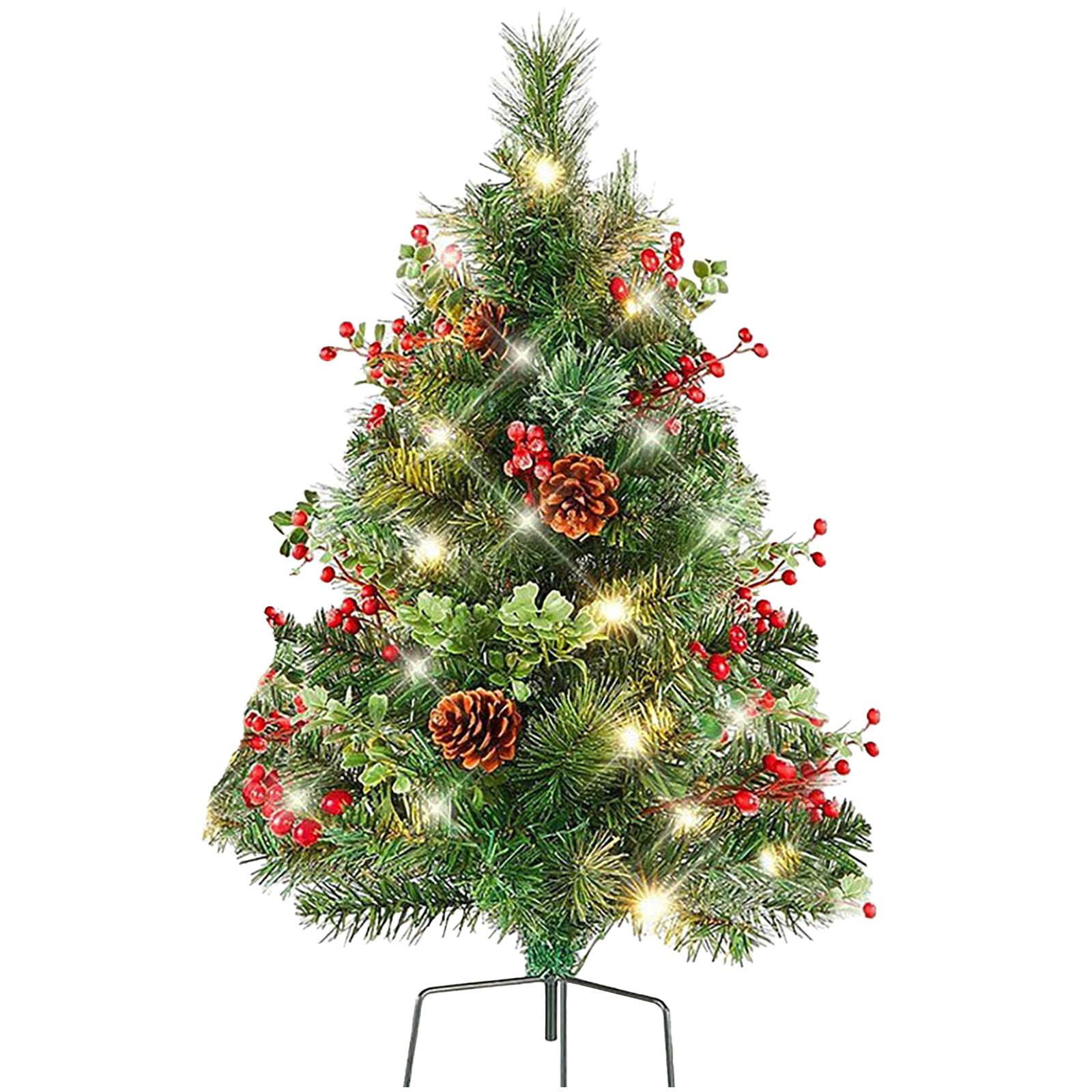 Cagnkofi 24.5in Outdoor Pathway Christmas Trees, Battery Operated Pre ...