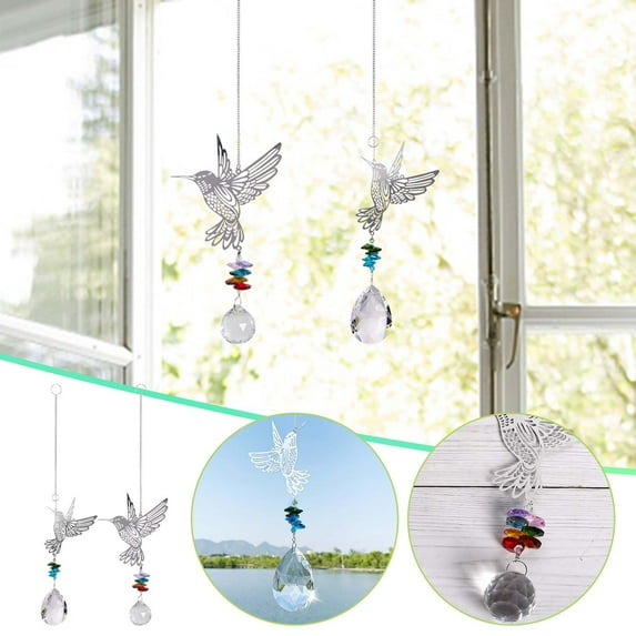 Cagogo 2Pcs Spring Garden Decor, Crystal Hummingbird Pendant For ...
