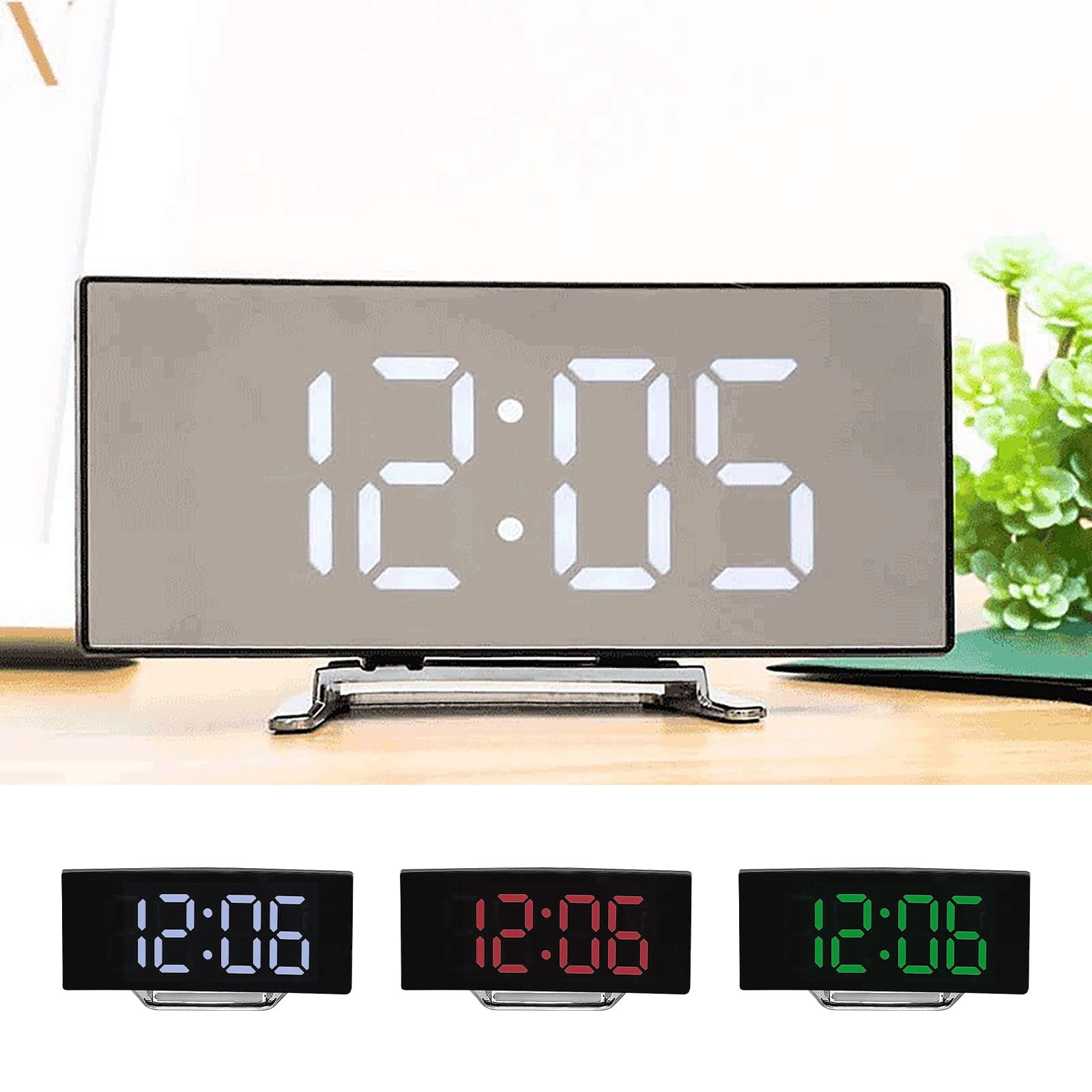 Cagogo 3Pcs Curved Screen LED Alarm Clock, Large Display Digital Clock ...