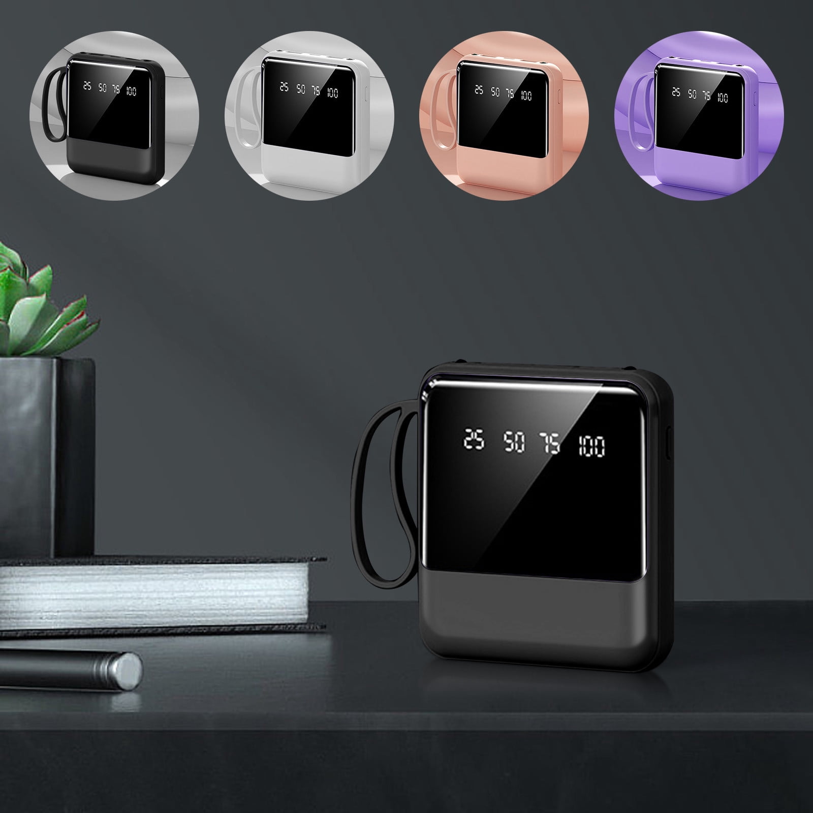 Cagogo 4Pcs Mini Power Bank 10000mAh Portable Charger, Built-in Type-C ...