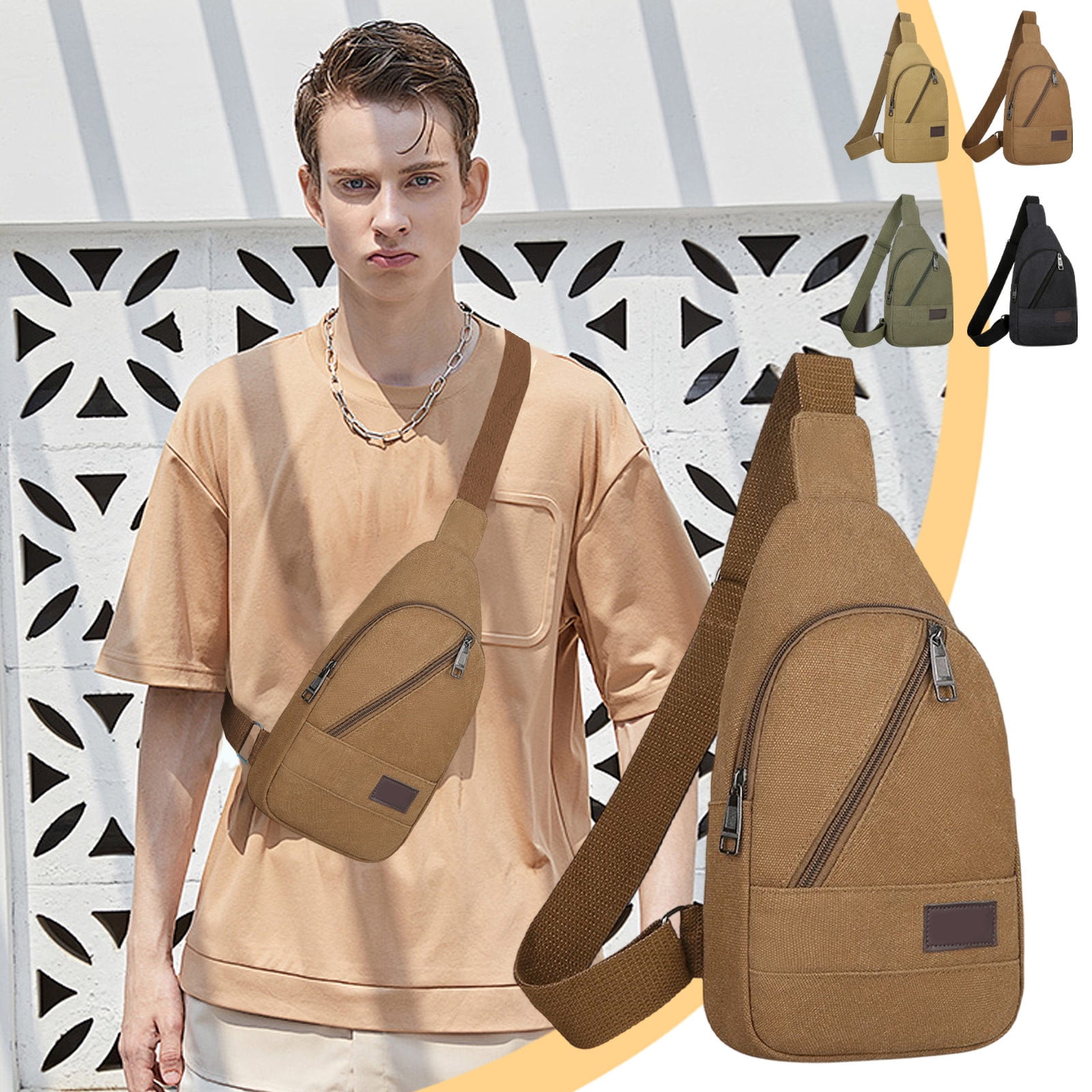 Cagogo 4Pcs Outdoor Canvas Chest Bag, Thickened Zipper Multipurpose ...