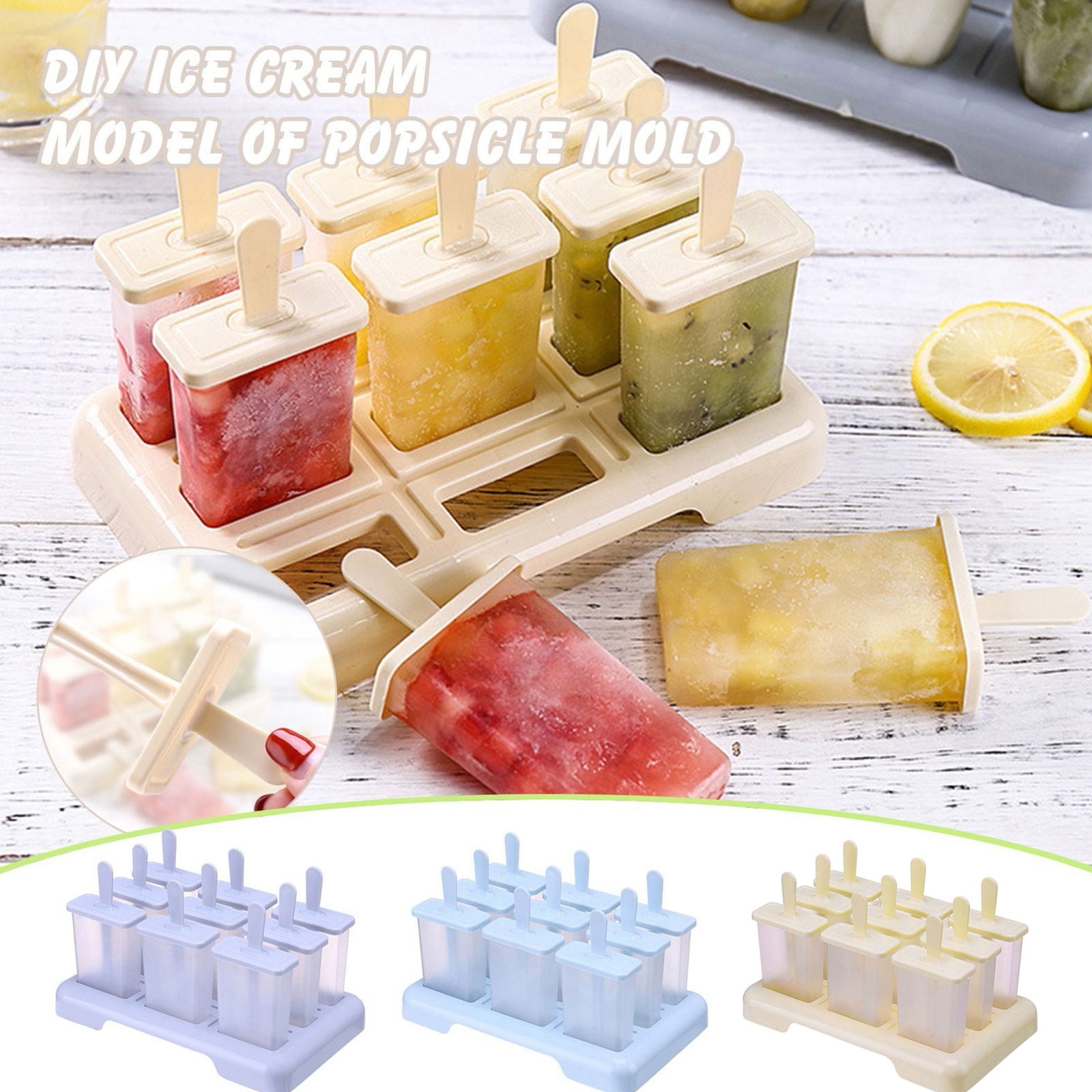 Cagogo under $5 1Pcs Popsicle Mold, 9Pcs DIY Popsicle Ice Cream Mold,PP ...