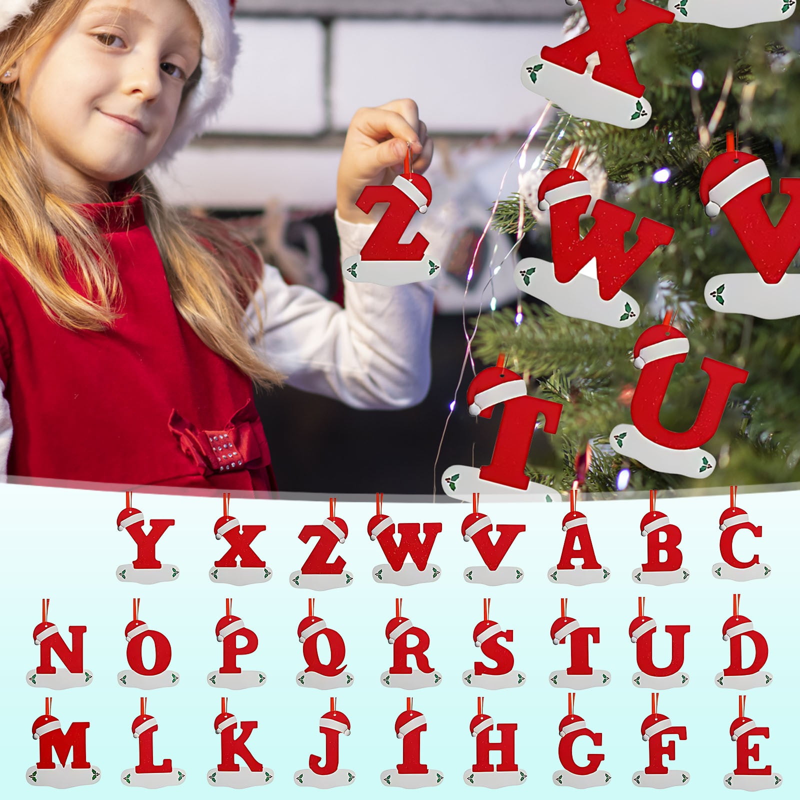 Cagogo under $5 26Pcs Christmas Letter Ornaments, 26 English Letter ...