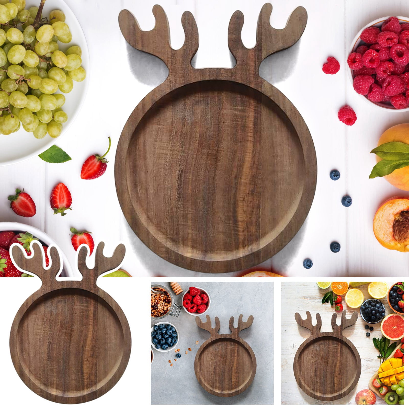 Cagogo under $5 2Pcs Christmas Tray, Christmas Antler Dinner Tray Fruit ...
