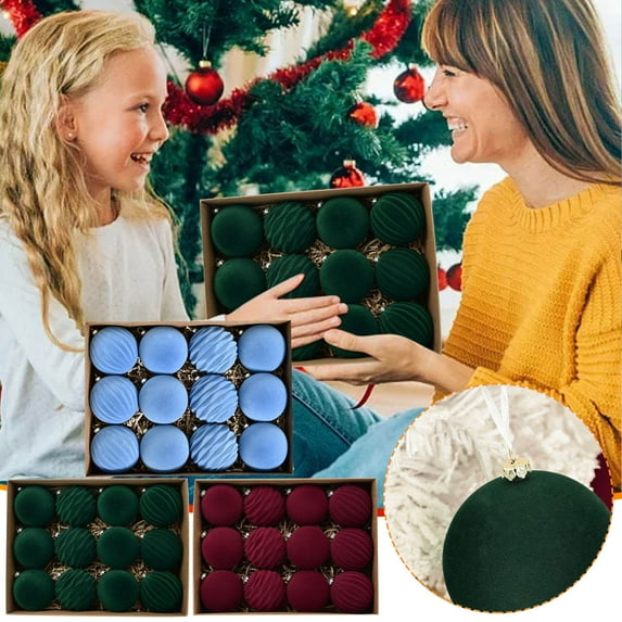 Cagogo under $5 2Pcs Flocked Christmas Ornaments, 6cm Flocked Christmas ...