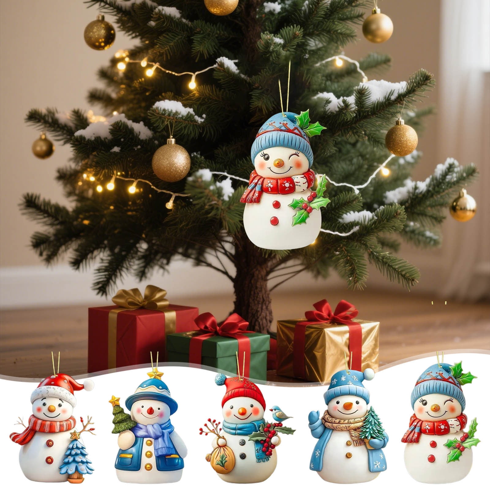 Cagogo under $5 5Pcs Acrylic Snowman Pendant, Christmas Acrylic Snowman ...