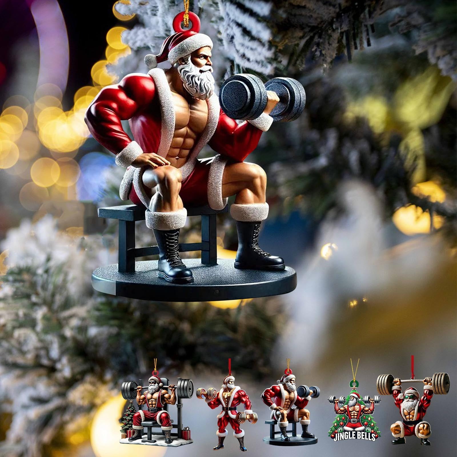 Cagogo under $5 5Pcs Muscle Santa Ornament, Muscle Santa Ornament ...