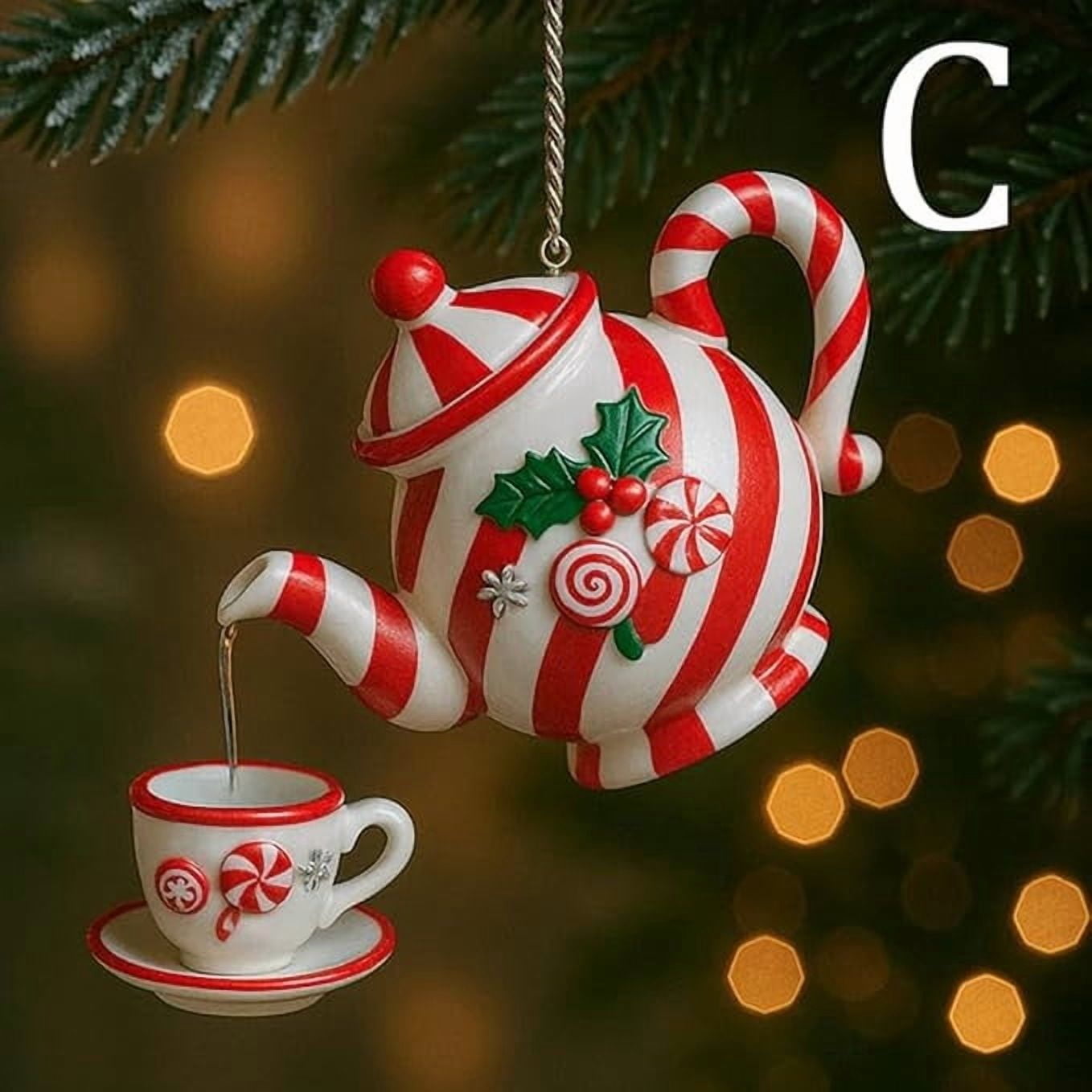 Cagogo under $5 Christmas Teapot Ornament, Vintage Christmas Teapot ...