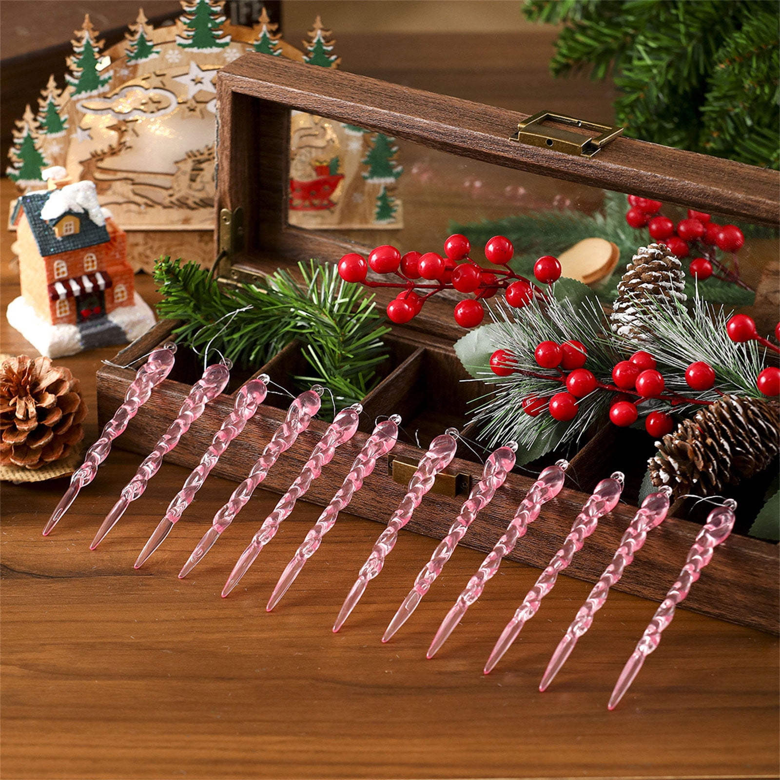 Cagogo under $5 Icicle Ornaments, Christmas Transparent Icicle Pendants ...