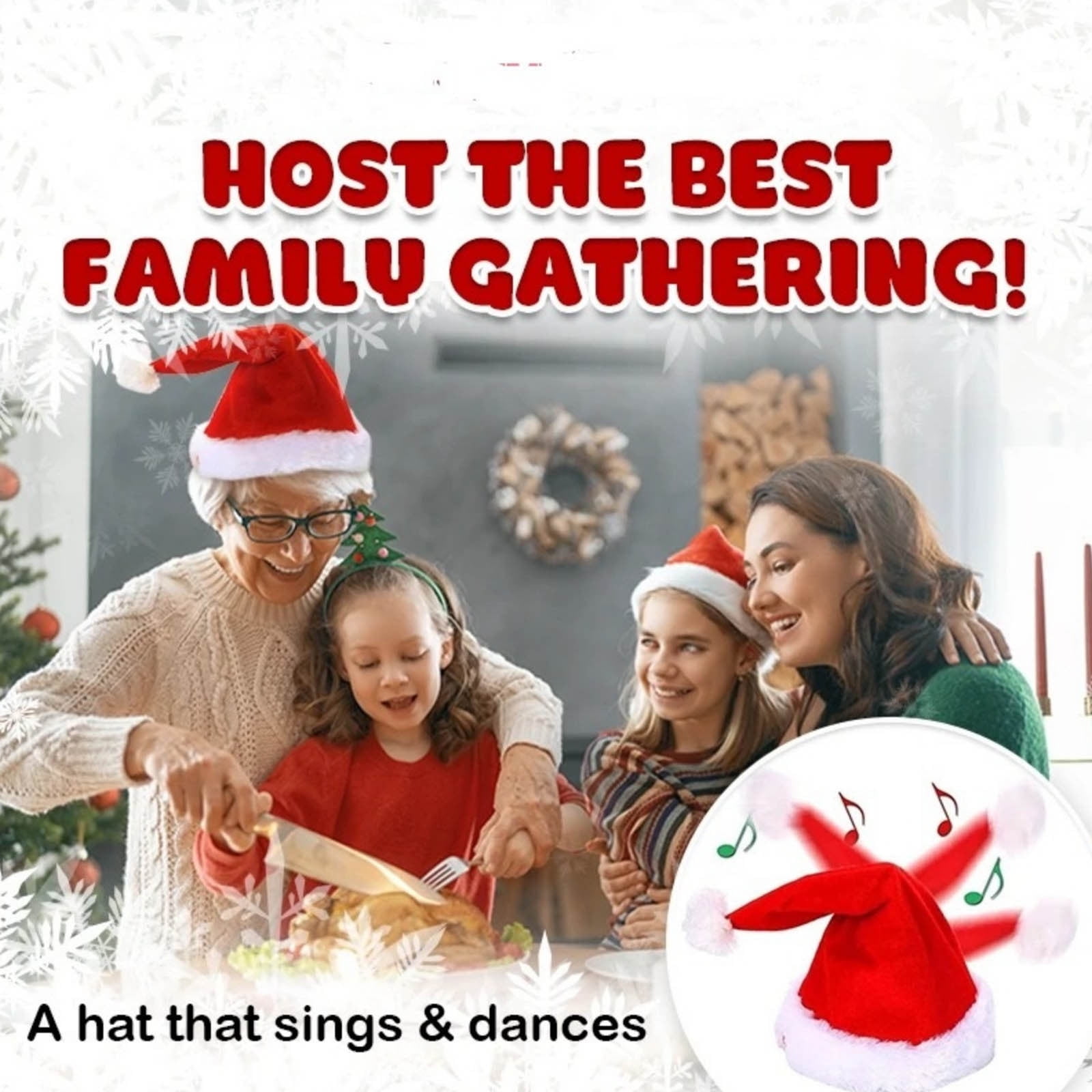Cagogo under $5 Musical Santa Hat, Christmas Hat Holiday Musical Hat ...