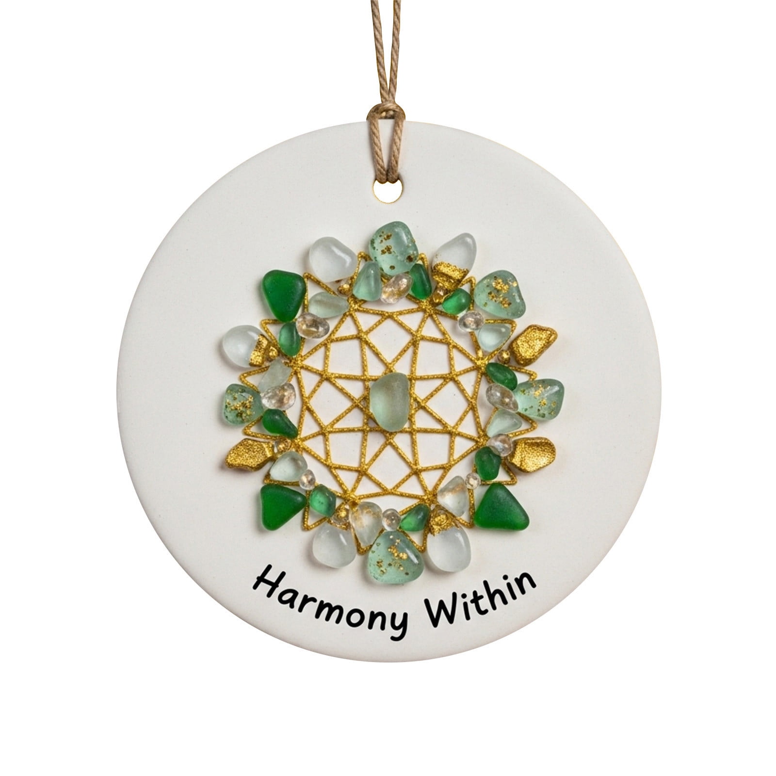 Cagogo under $5 Round Sea Glass Family Ornament, Round Sea Glass Family ...