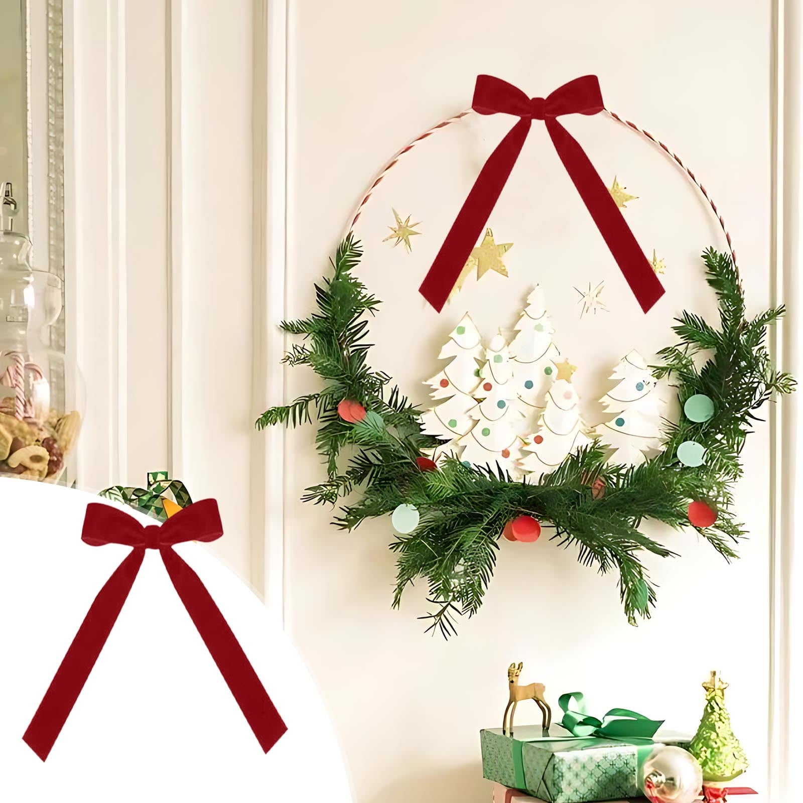 Cagogo under $5 Velvet Christmas Decoration, Wide Velvet Christmas Bows ...