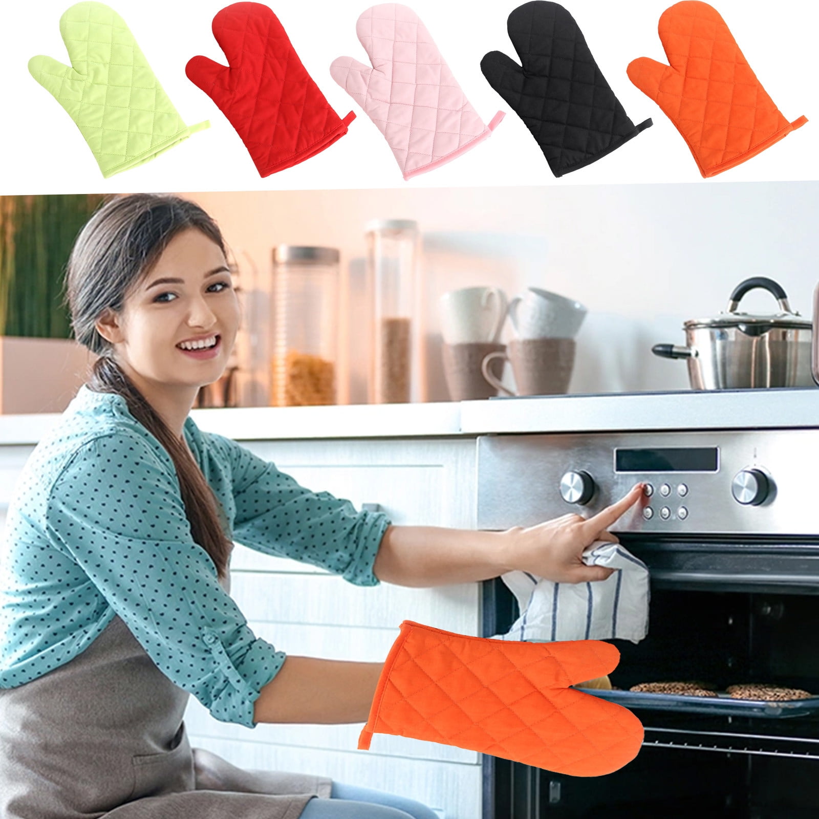 Cagogo 5Pcs Summer Kitchen Heat Resistant Gloves, Oven Baking Microwave ...