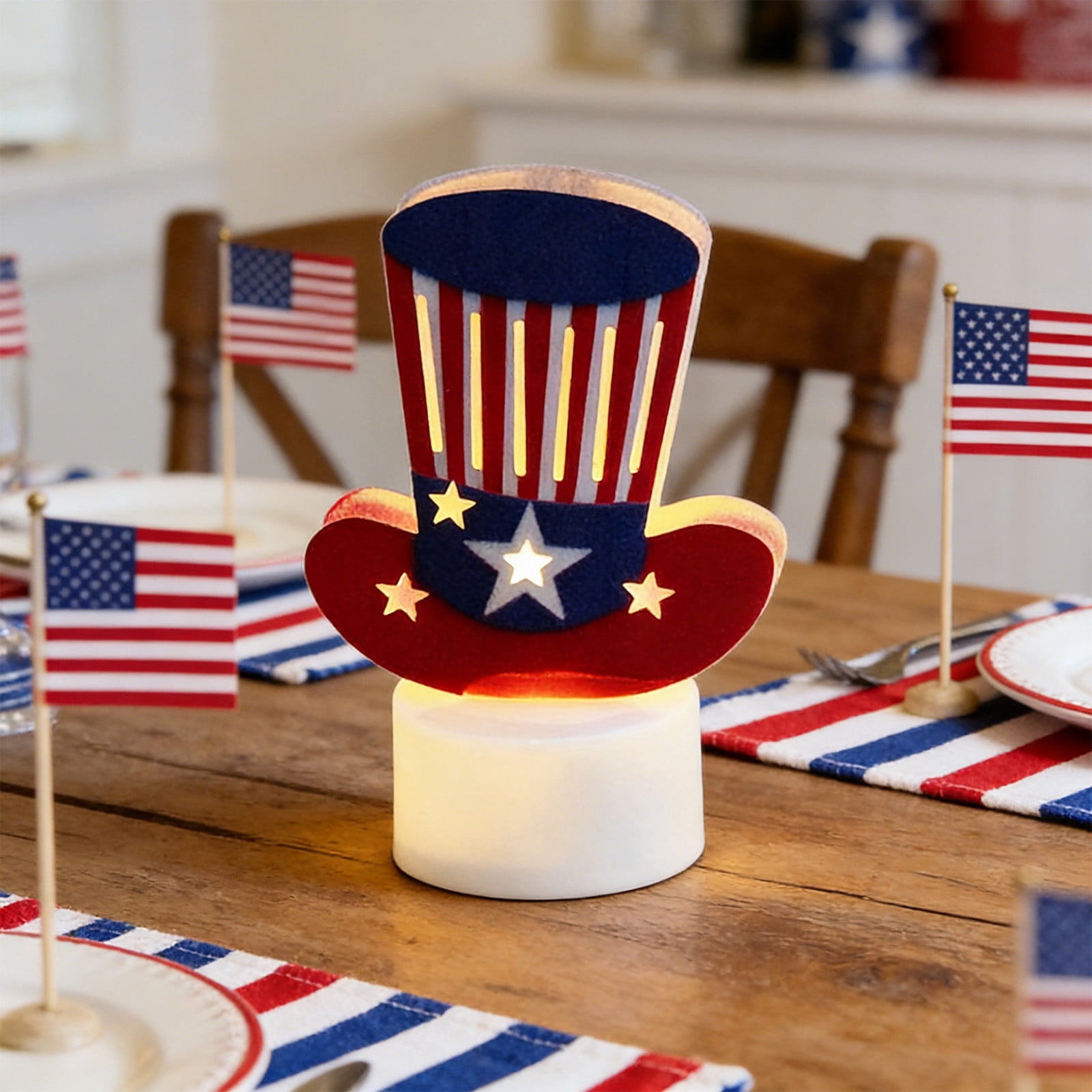 Cagogo Independence Day Candle Lamp, Patriotic Night Light, Red White ...
