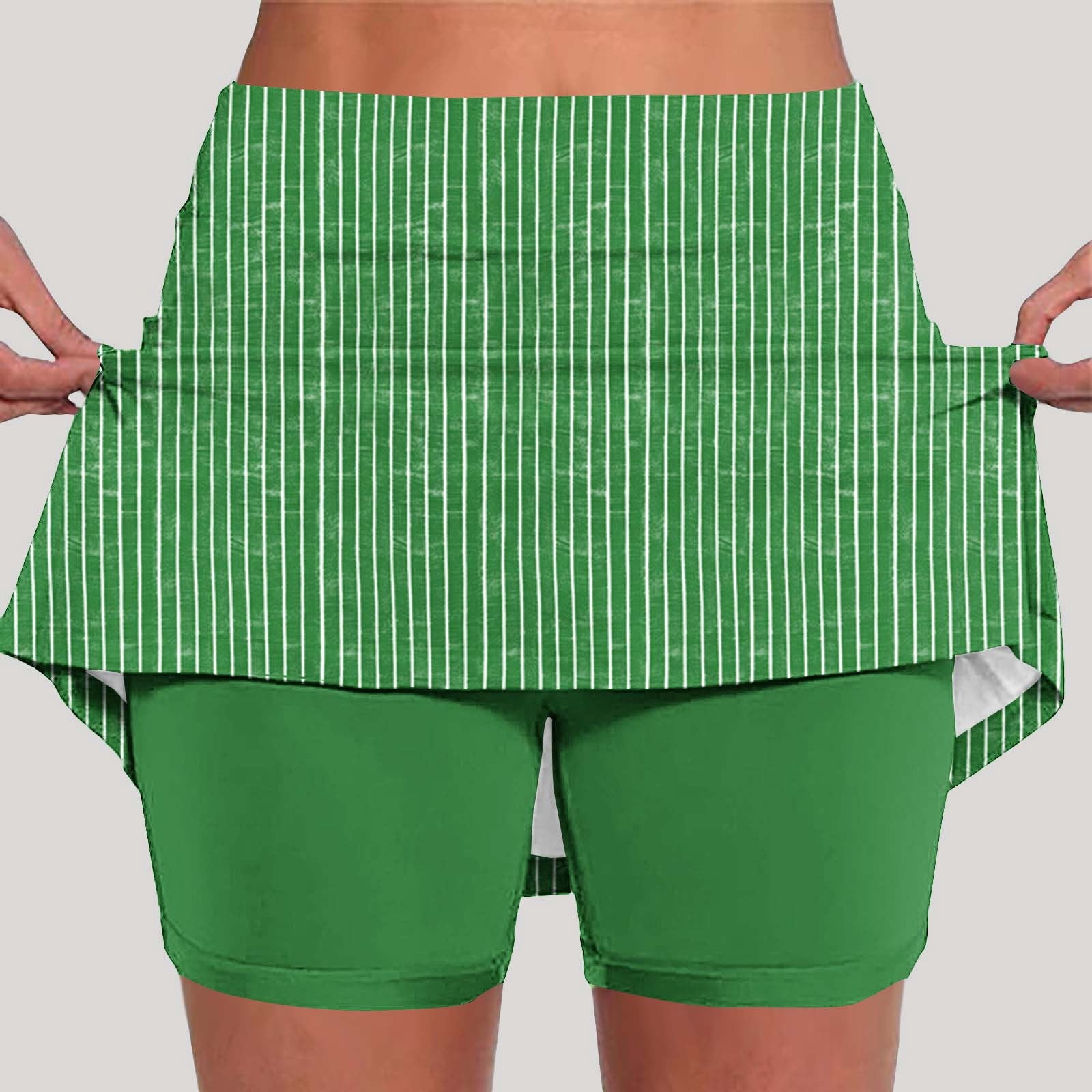 Cagogo Plus Size Women High Waisted Flowy Striped Sport Fit Short Skirt ...