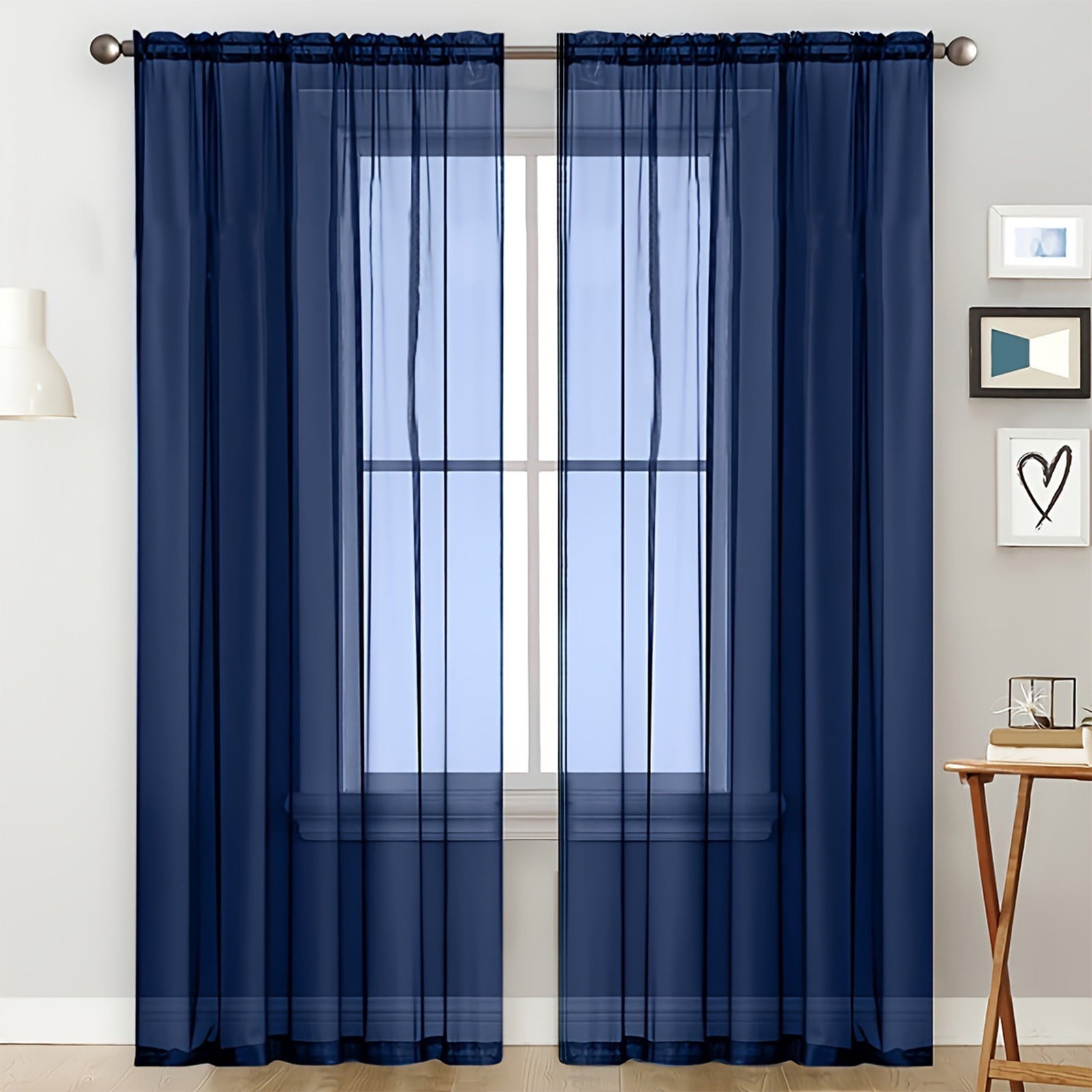 Cagogo Sheer Curtains, Solid Color Polyester Curtains Semi Sheer Window ...
