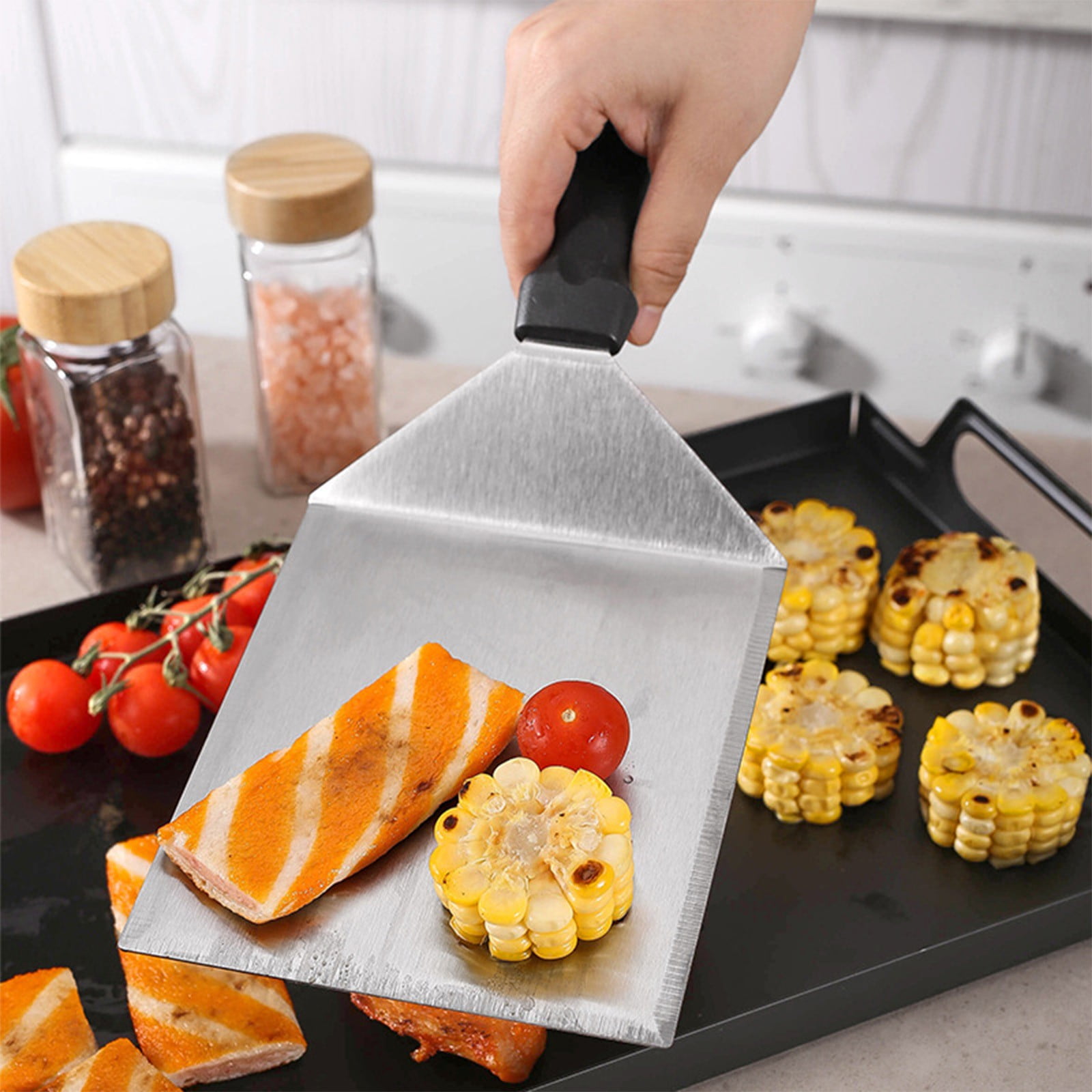 Cagogo Summer Grilling Spatula, Stainless Steel Teppanyaki Spatula For ...