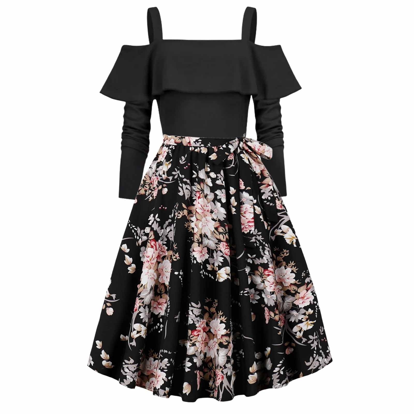 Cagogo Woman Dress A-Line Dress Solid Colours Long Short Autumn ...