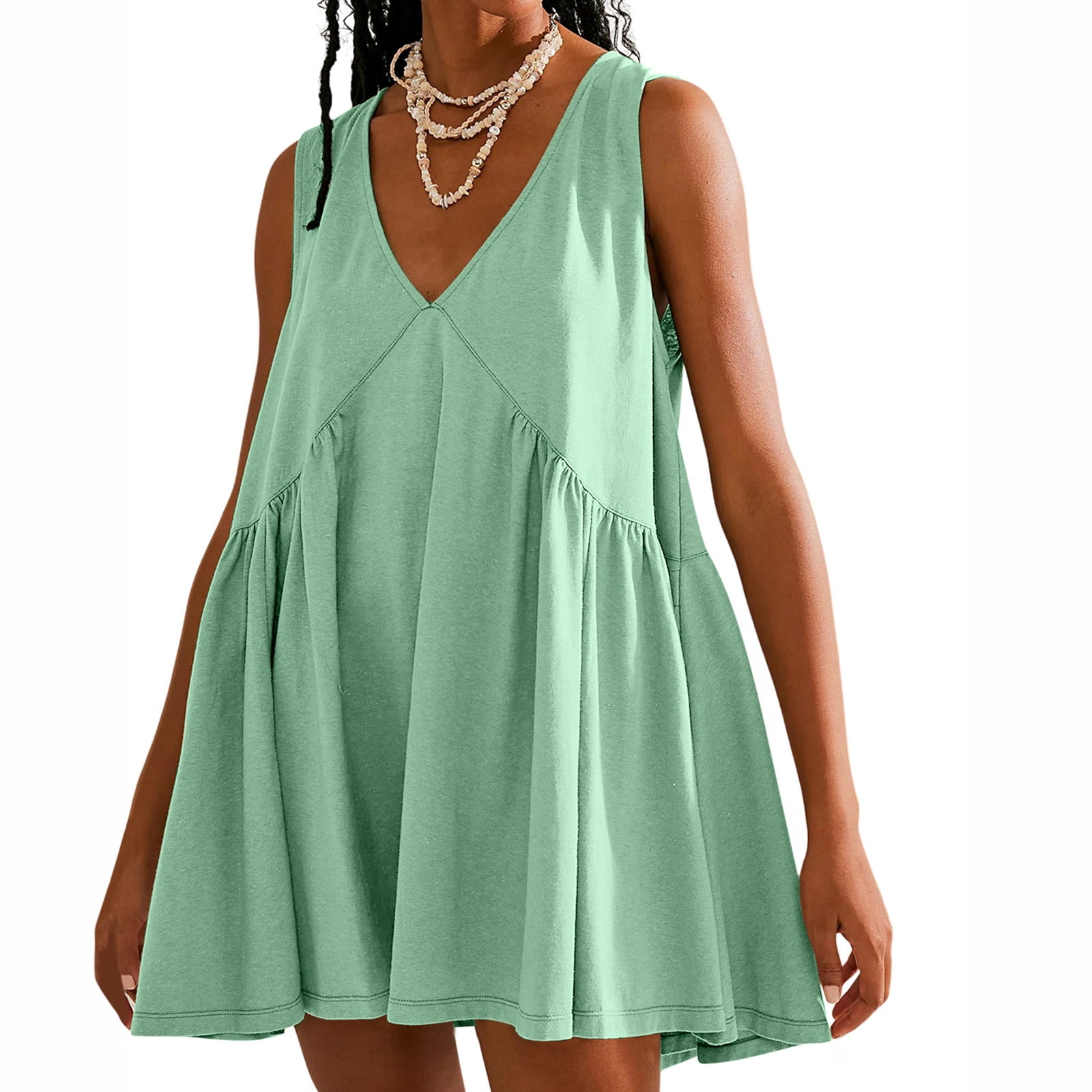 Cagogo Women Beach Dresses Summer Clearance Under $5 Casual Loose V ...
