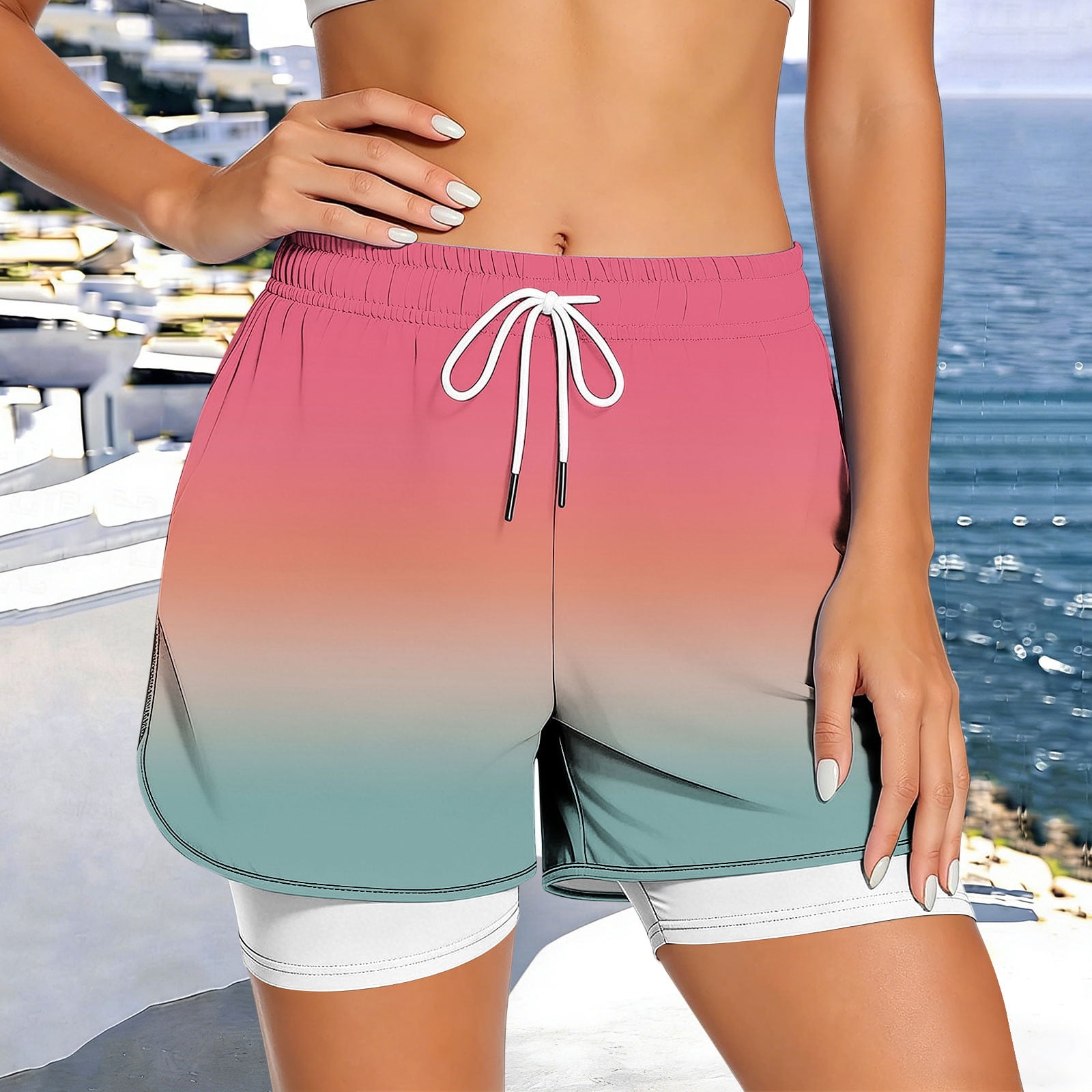 Cagogo Women Drawstring Quick Dry Shorts Active Casual Loose Fit Sporty ...