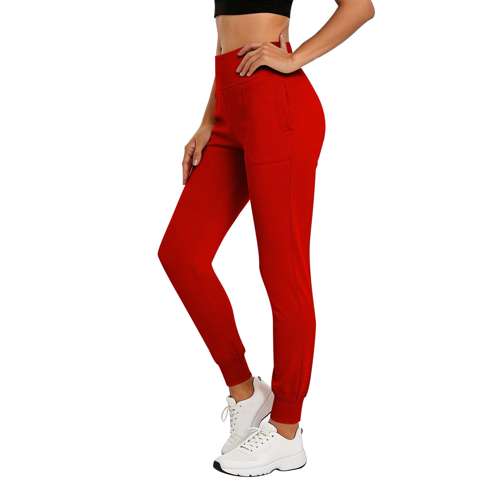 Cagogo Women Jogger Pants High Waisted with Pockets Slim Fit Casual ...