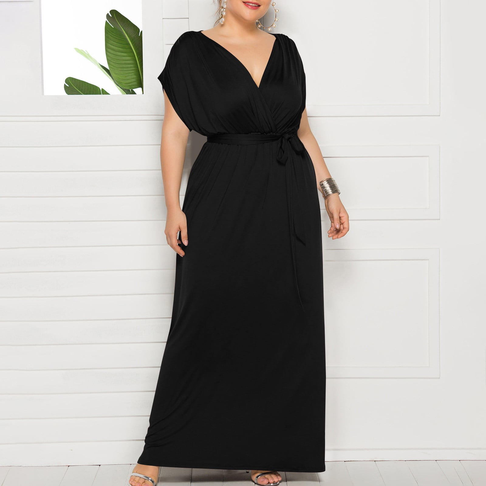 Cagogo Women Plus Size Short Sleeve Curvy Dresses Under $5 Summer ...