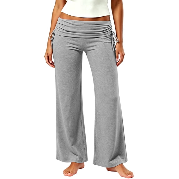 Cagogo Women Plus Size Wide Leg Drawstring Flowy Casual Lounge Pants ...